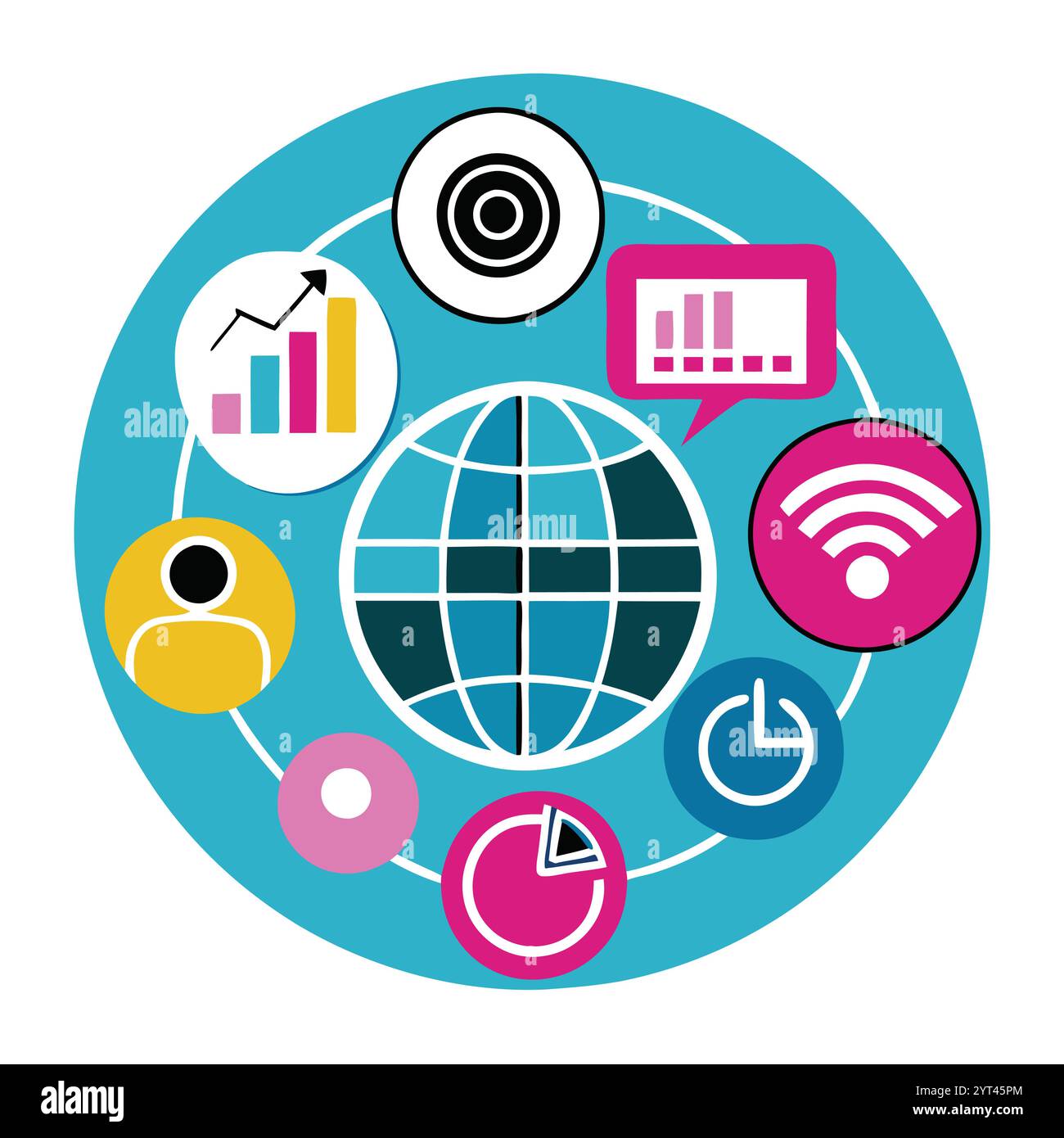 Global Data Analysis and Insights Vector Illustration for Business ...