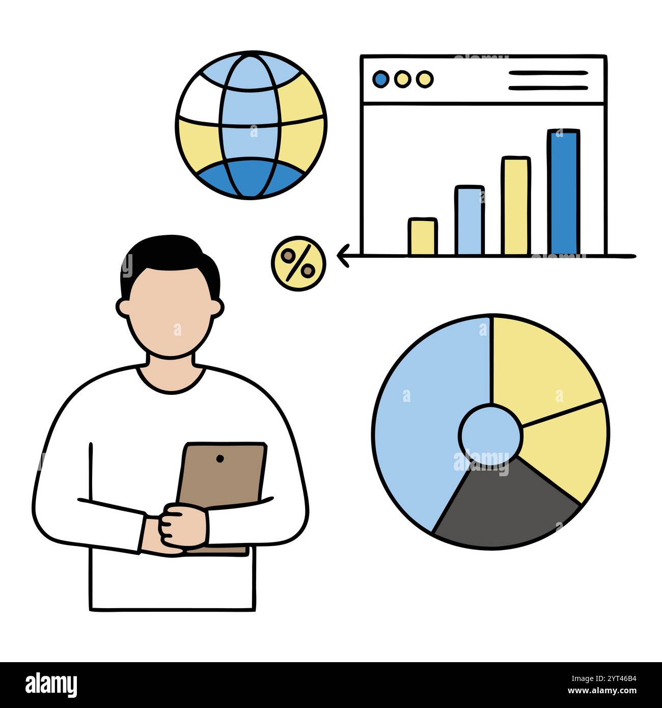 Global Data Analysis and Insights Vector Illustration for Business ...