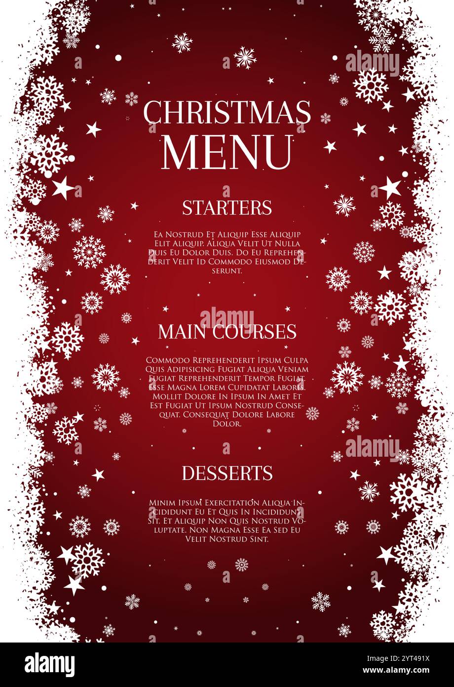 Decorative Christmas menu with a snowflake border design Stock Vector ...