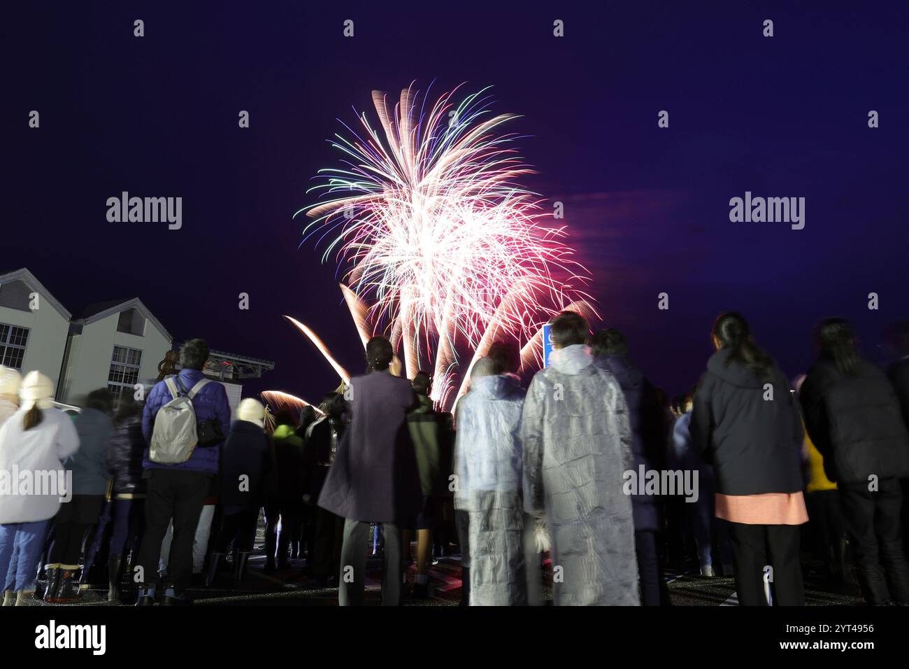 Fireworks prepared by elementary school students of Nanao City ...