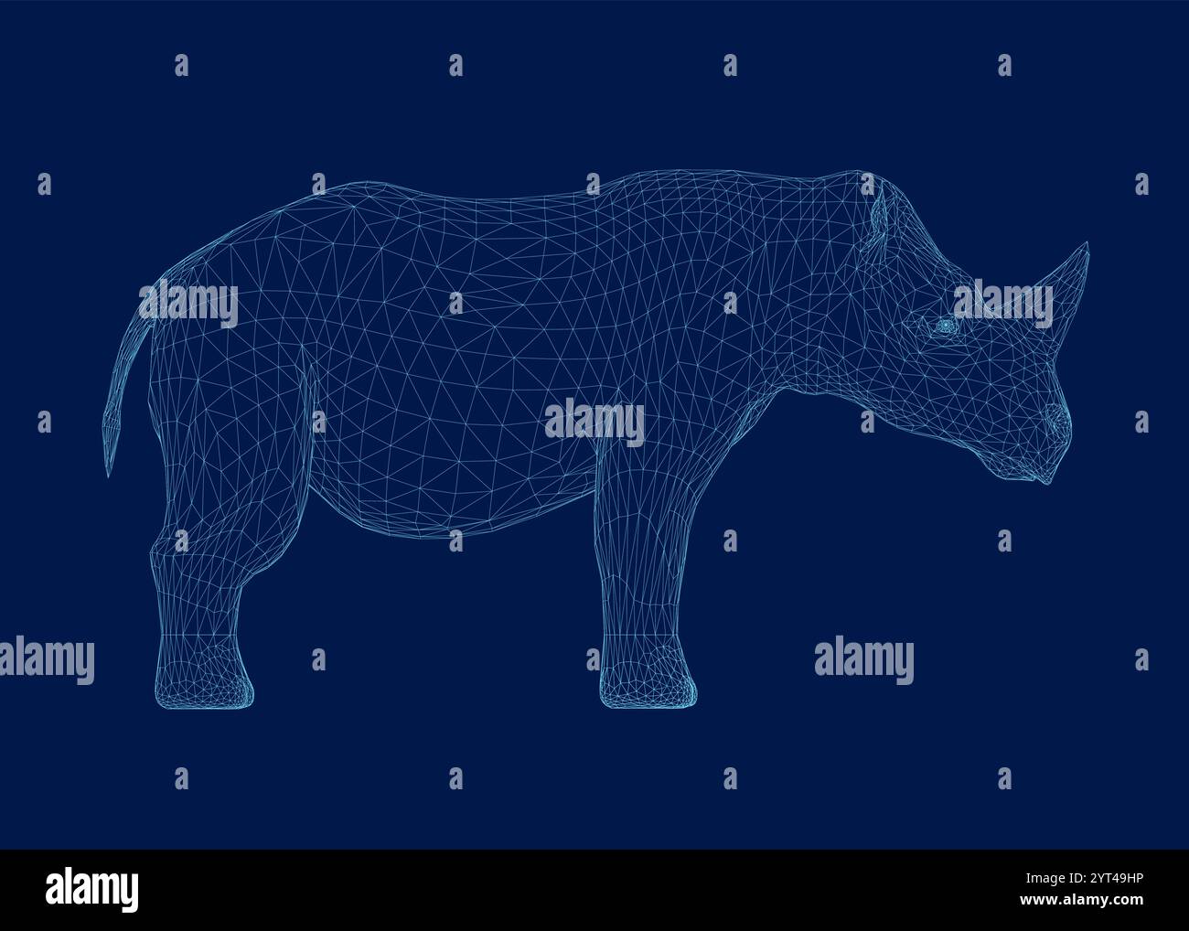 Rhino wireframe Vector, rhino vector graphic icon. 3D. Side view Stock ...