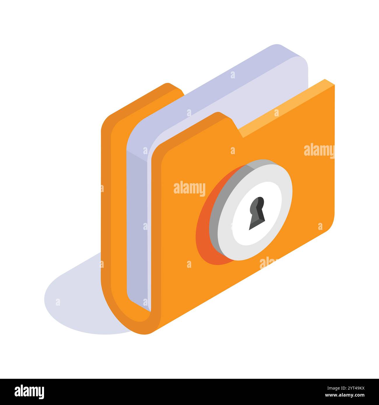 Encrypted Folder Isometric Icon Depicting Secure File Storage And Data