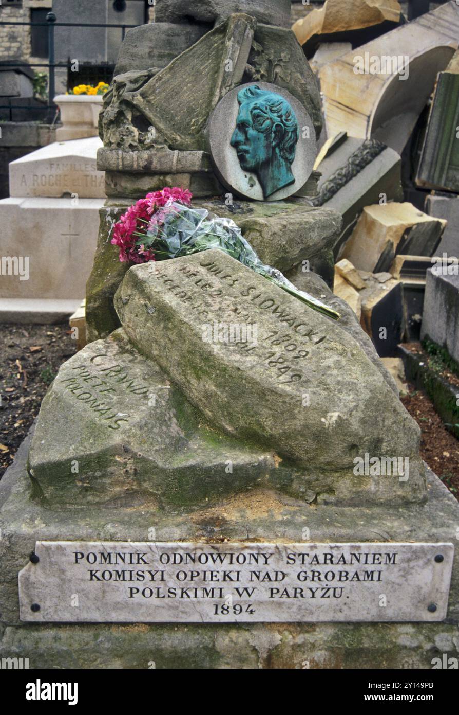 Polish poet Juliusz Slowacki empty grave at Montmartre Cemetery in ...