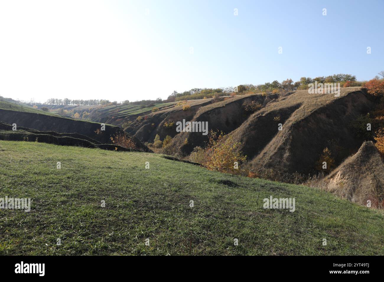 Autumn landscape with big ravine. Country life Stock Photo - Alamy