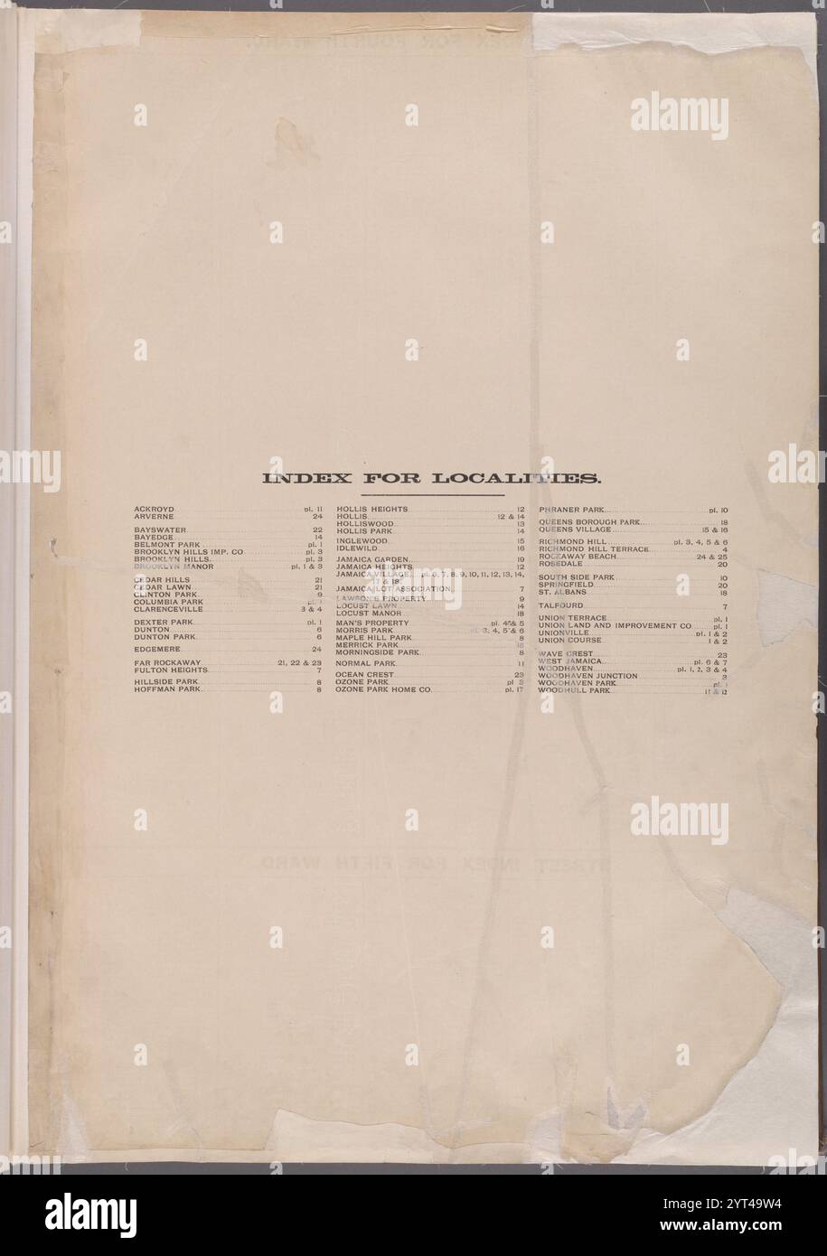 Street index for Localities 1901 Stock Photo - Alamy
