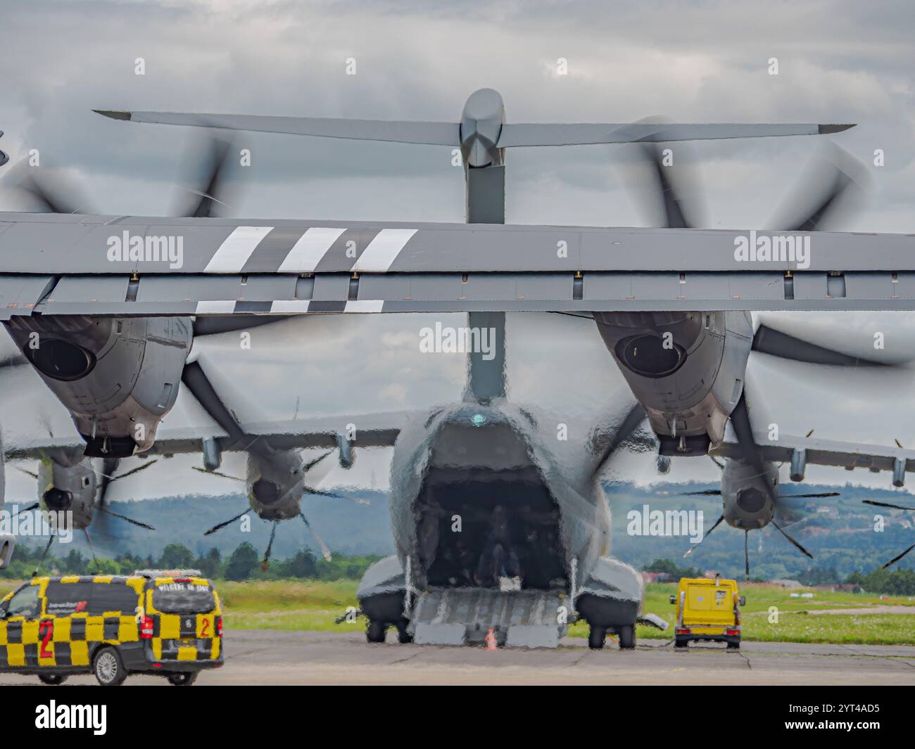 A US Air Force C-130 Hercules flies low during a NATO training exercise ...