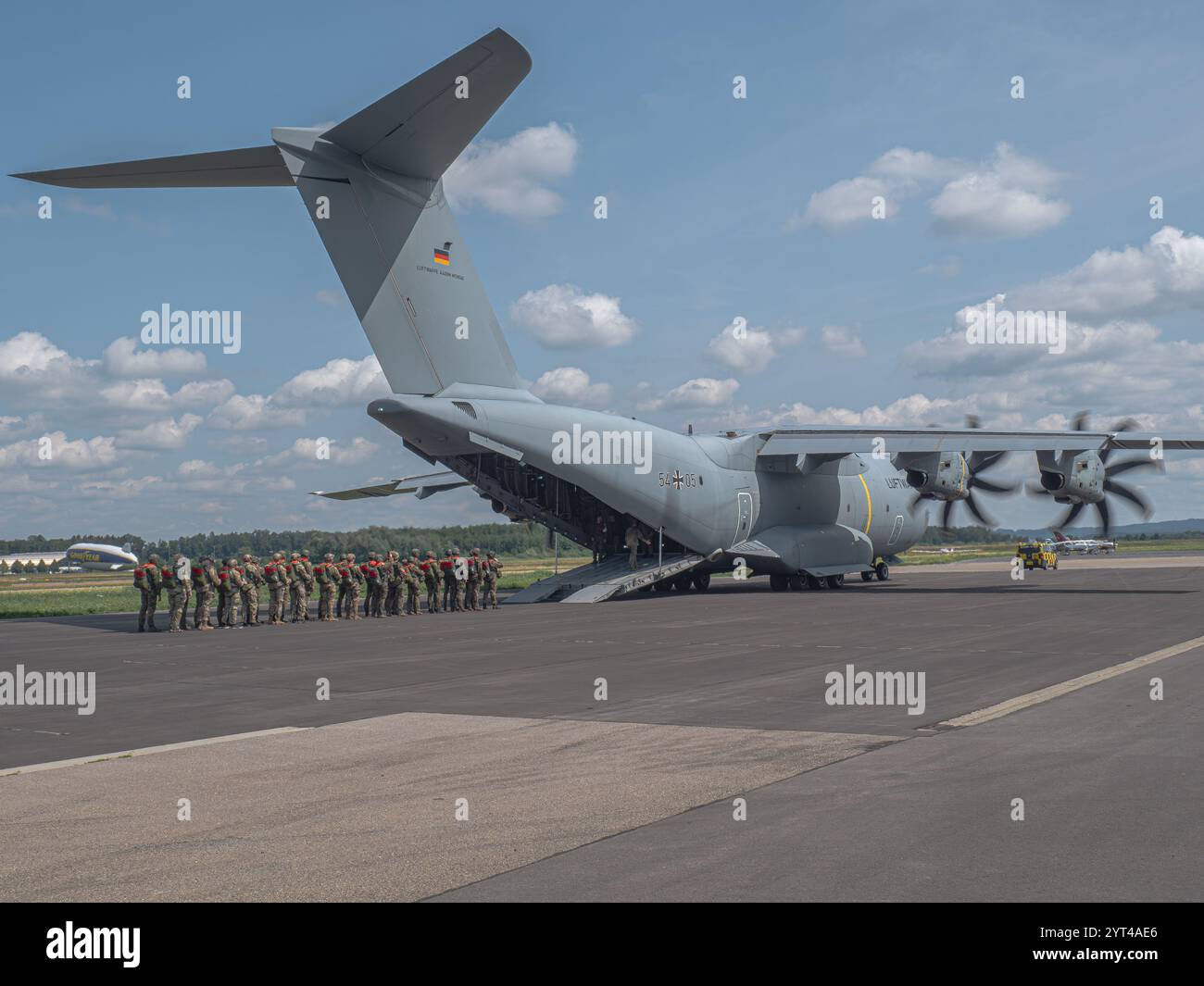 German paratroopers boarding an Airbus A400M during a NATO exercise ...