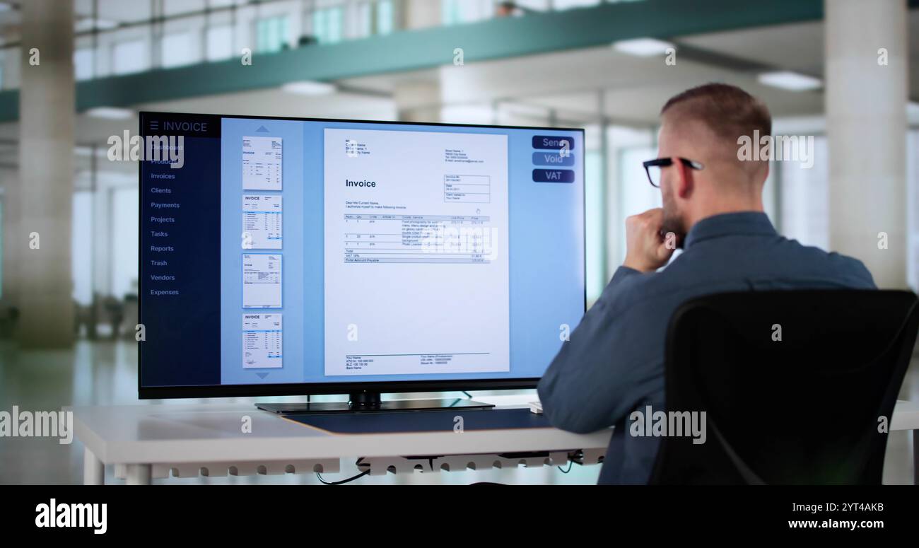 Digital Invoice Statement For E-bill From Electronic Accountant Stock Photo - Alamy