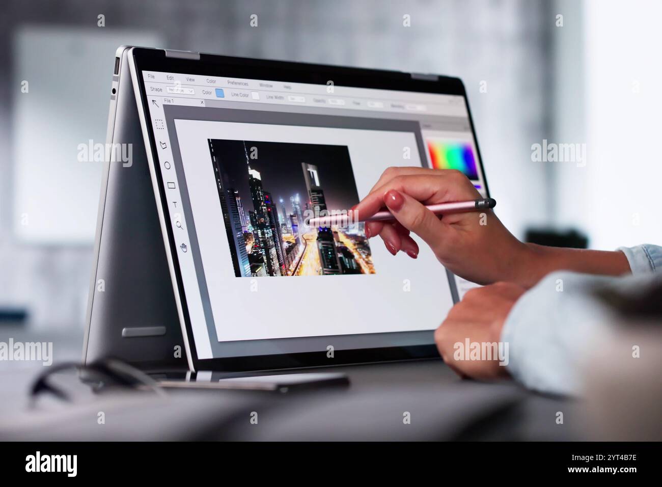 Graphic Designer Woman Working On Computer Screen Stock Photo - Alamy