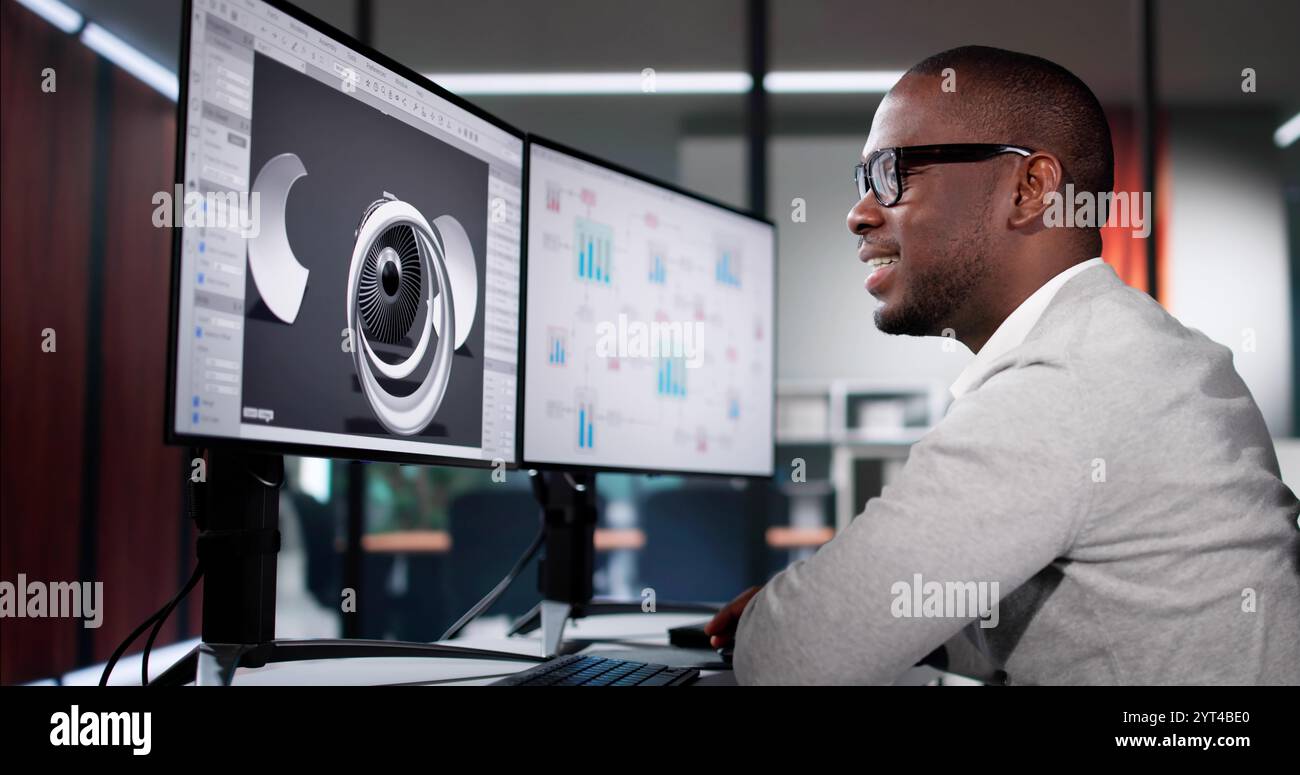 Engineer Using 3D CAD Software On PC Stock Photo - Alamy