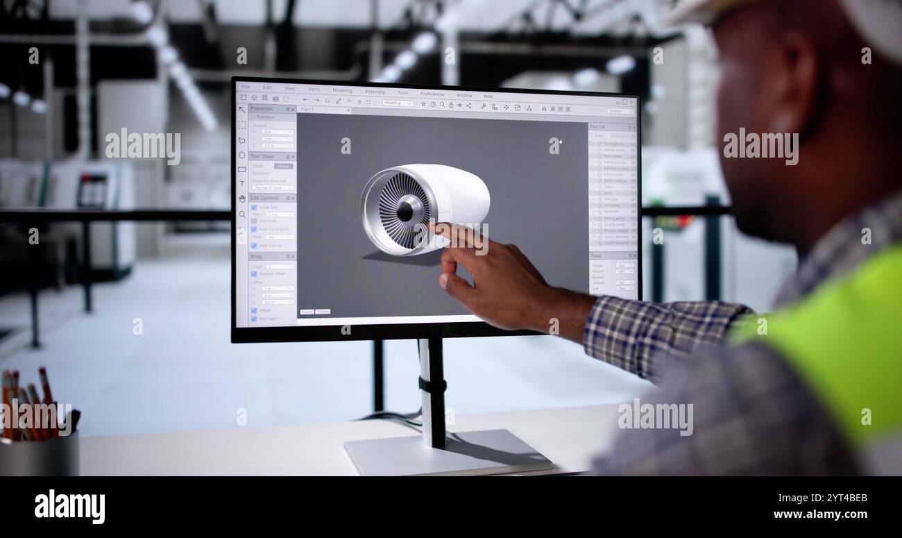 Engineer Using 3D CAD Software On PC Stock Photo - Alamy