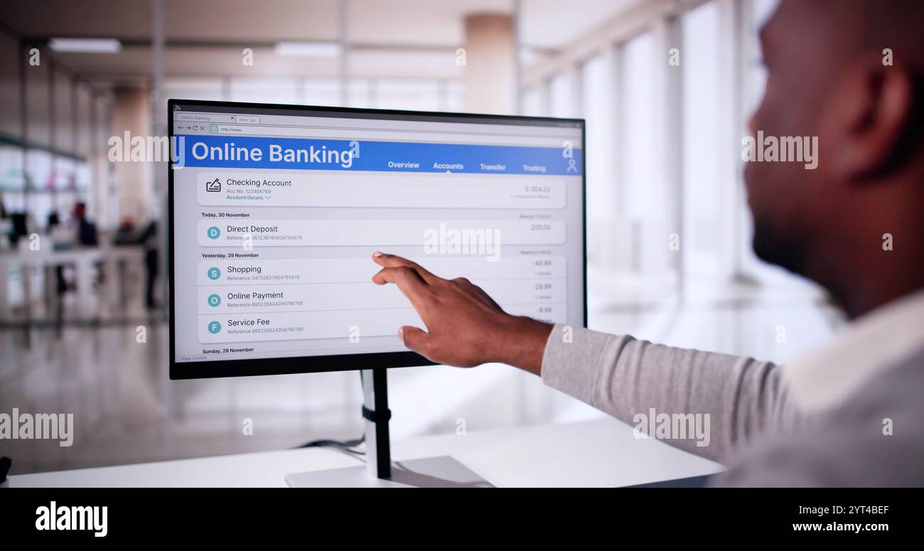Checking Online Bank Account Balance And Deposit Stock Photo - Alamy