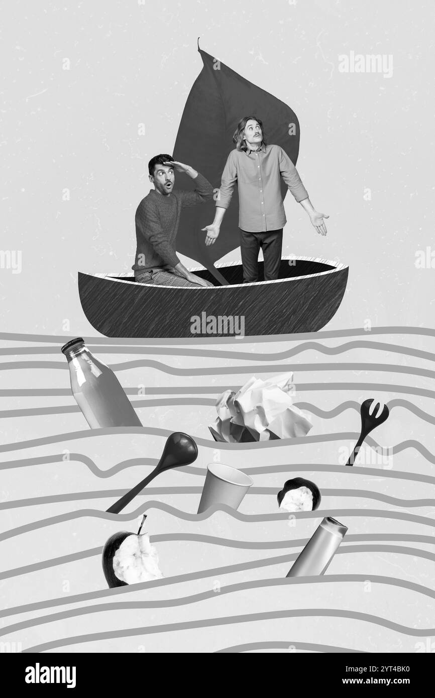 Rubbish floating on water Black and White Stock Photos & Images - Alamy