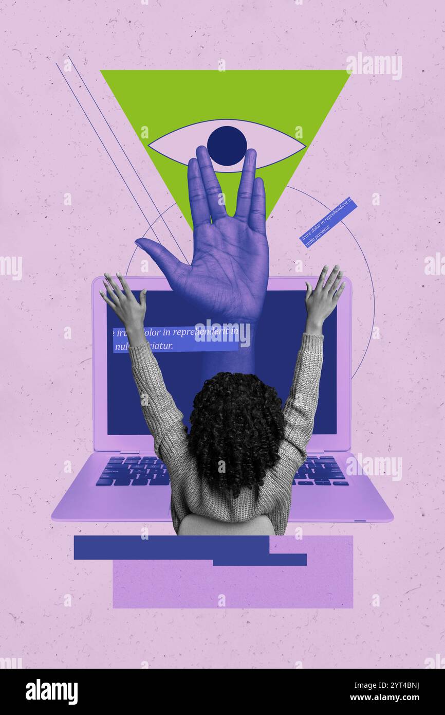 Composite trend artwork sketch image photo collage of huge eye watch ...