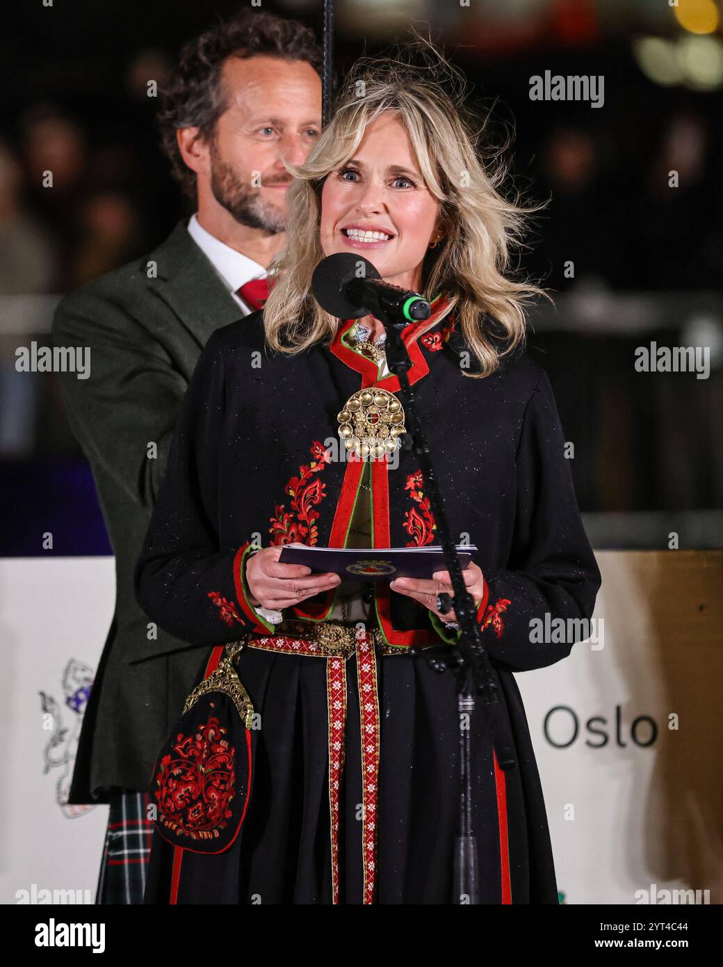 London, UK. 05th Dec, 2024. Anne Lindboe speaks in a traditional ...