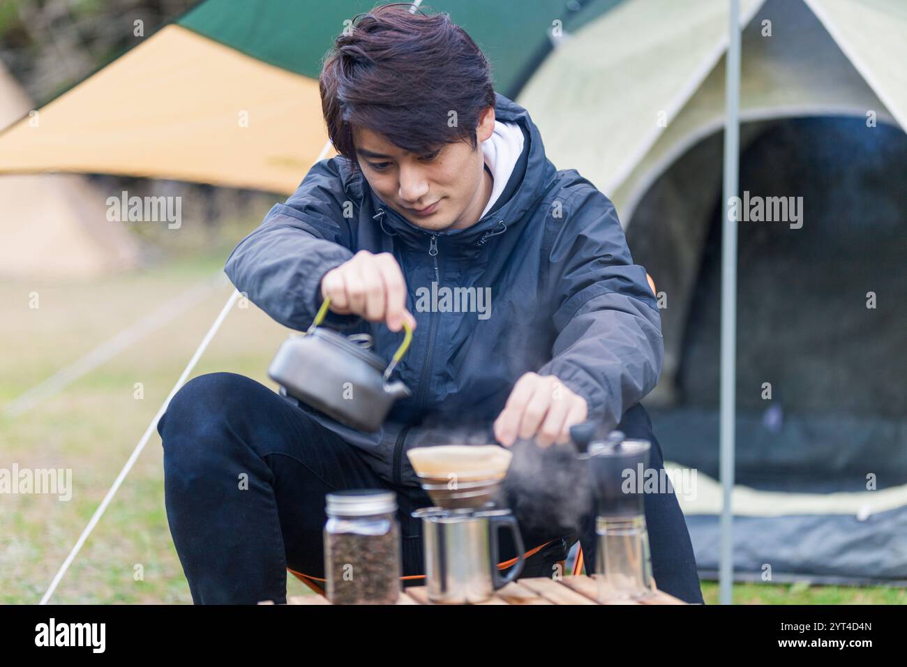 Man making coffee Stock Photo - Alamy