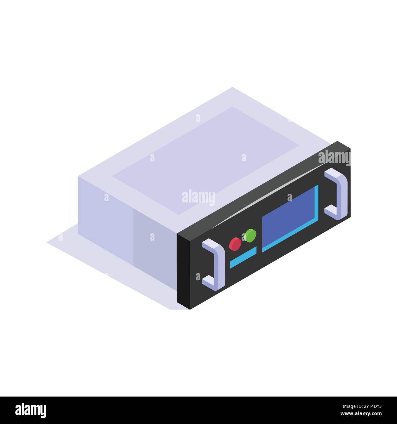 Isometric icon of a network server rack with control panel and handles ...