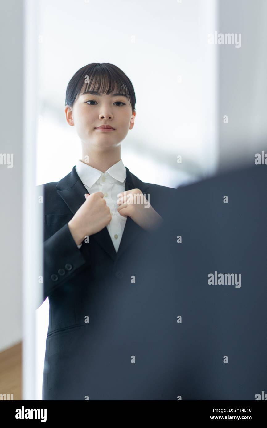 Woman getting ready indoor hi-res stock photography and images - Alamy