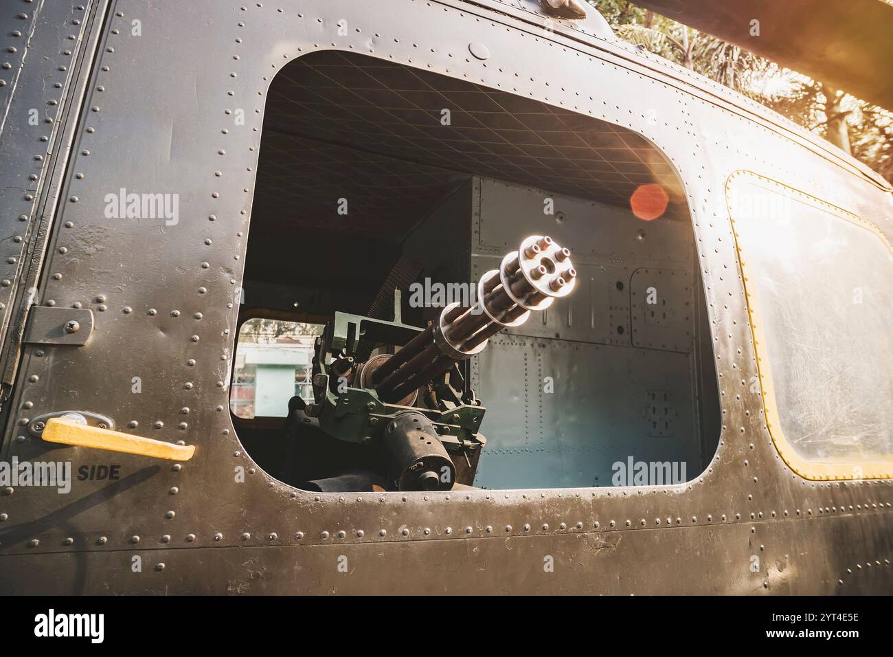 Machine gun M134 mounted on a Huey Helicopter, War Remnants Museum ...