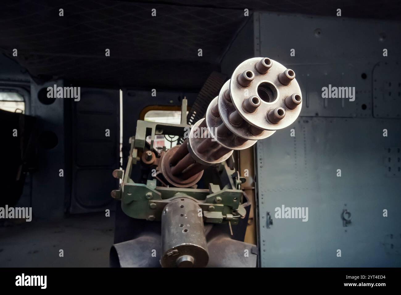 Machine gun M134 mounted on a Huey Helicopter, War Remnants Museum ...