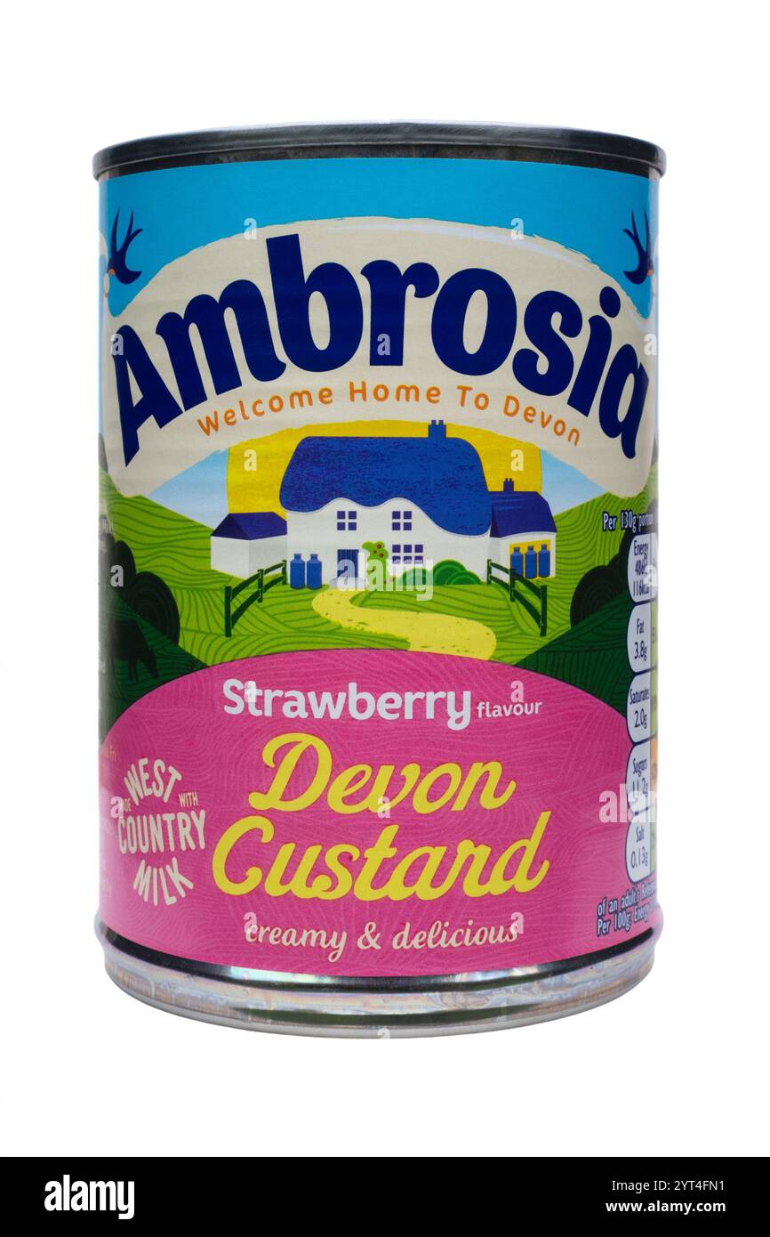 can of ambrosia special edition strawberry custard pudding cut out on ...