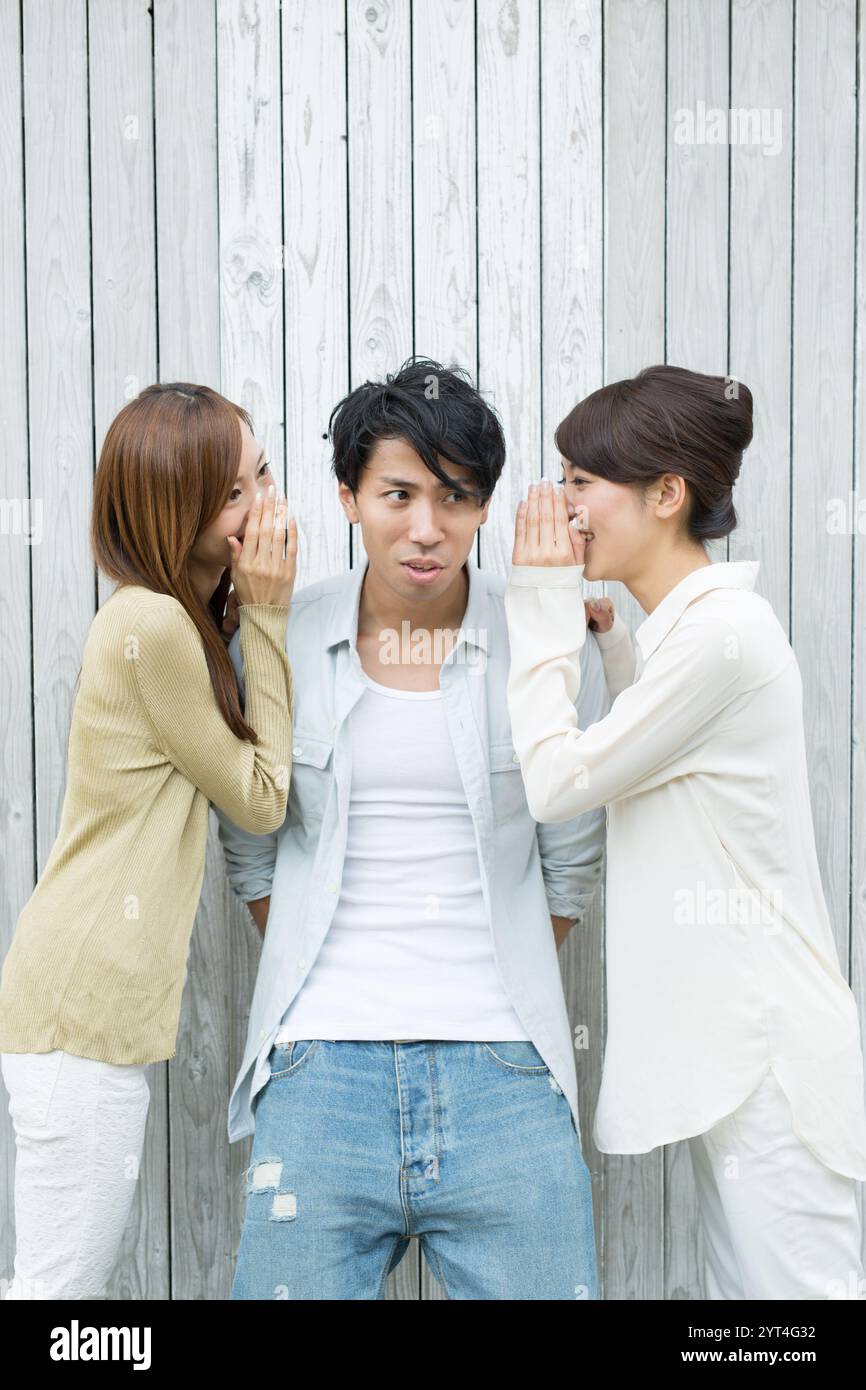 Woman talking three men hi-res stock photography and images - Alamy