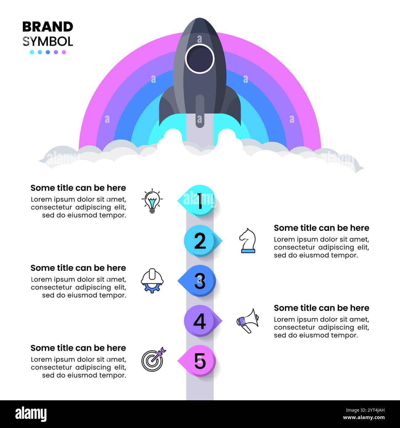 Infographic template with icons and 5 options or steps. Rocket. Can be ...