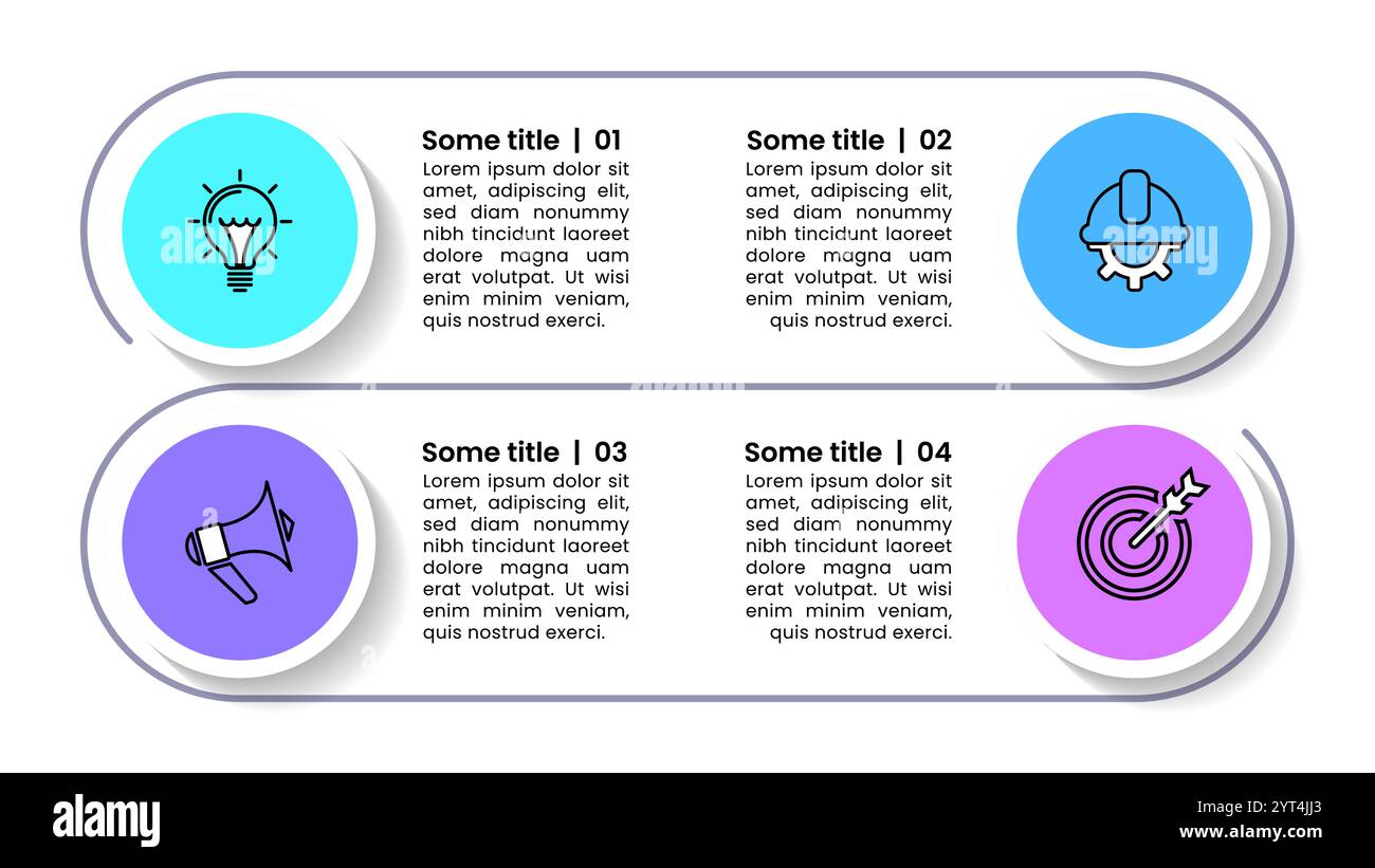 Infographic template with icons and 4 options or steps. Linked circles ...