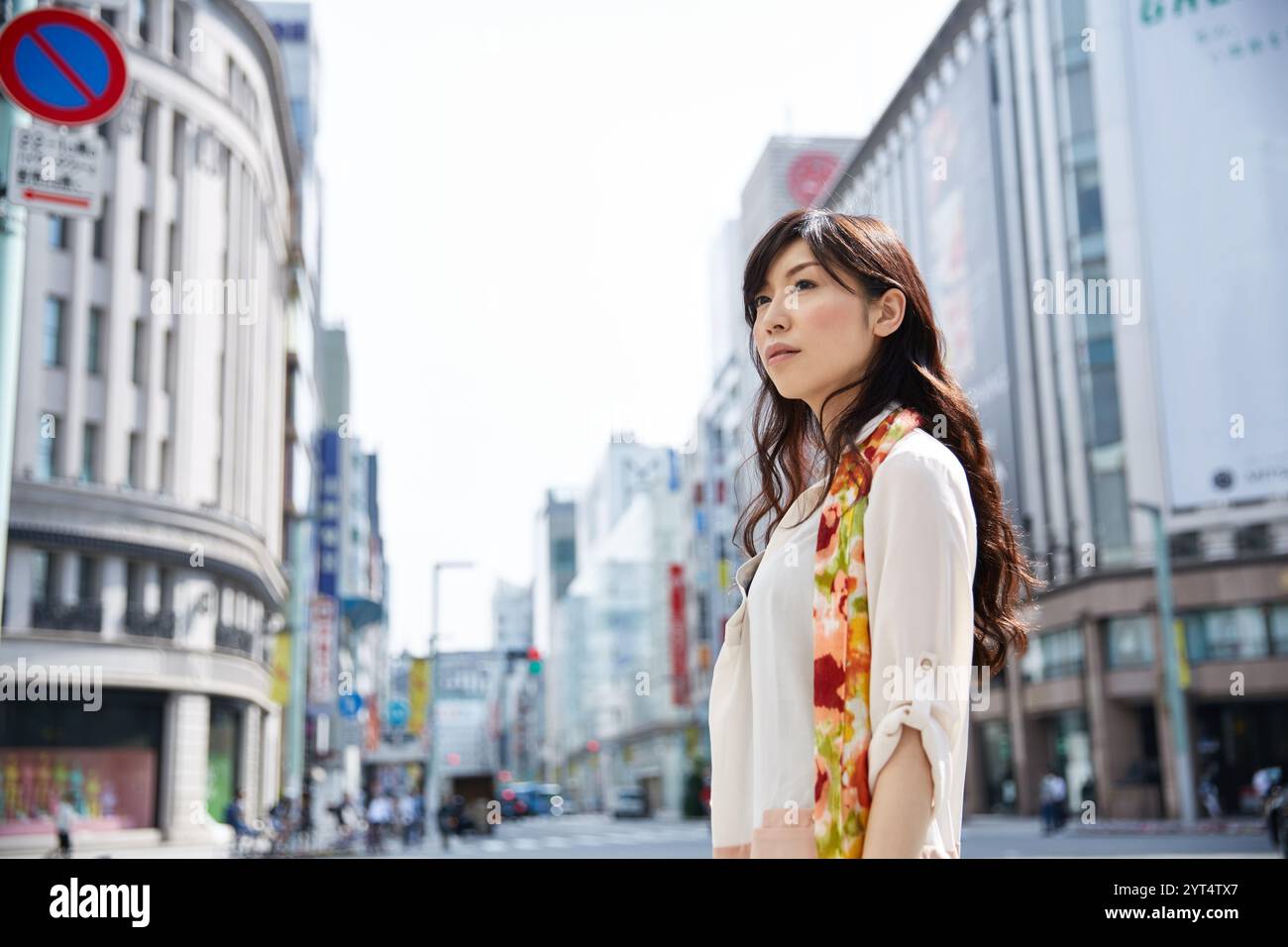 Refreshing woman walking in Ginza Stock Photo - Alamy