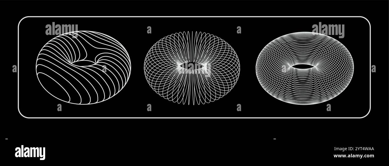 3D wormhole effect curved lines on a white background. Tunnel 3d vector ...