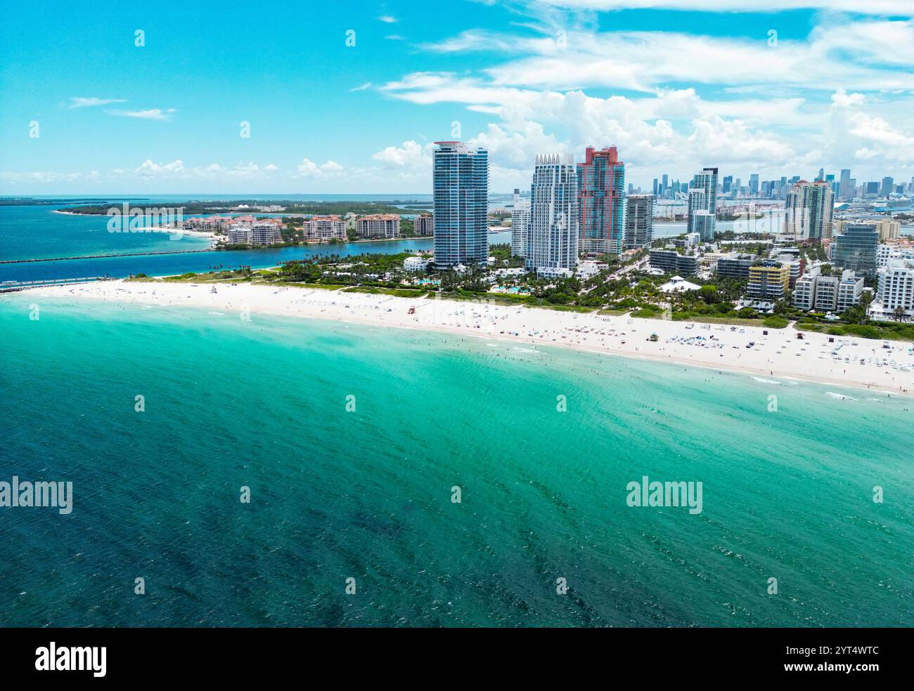Aerial view of Miami Beach, Florida, United States. Drone shot of Miami ...