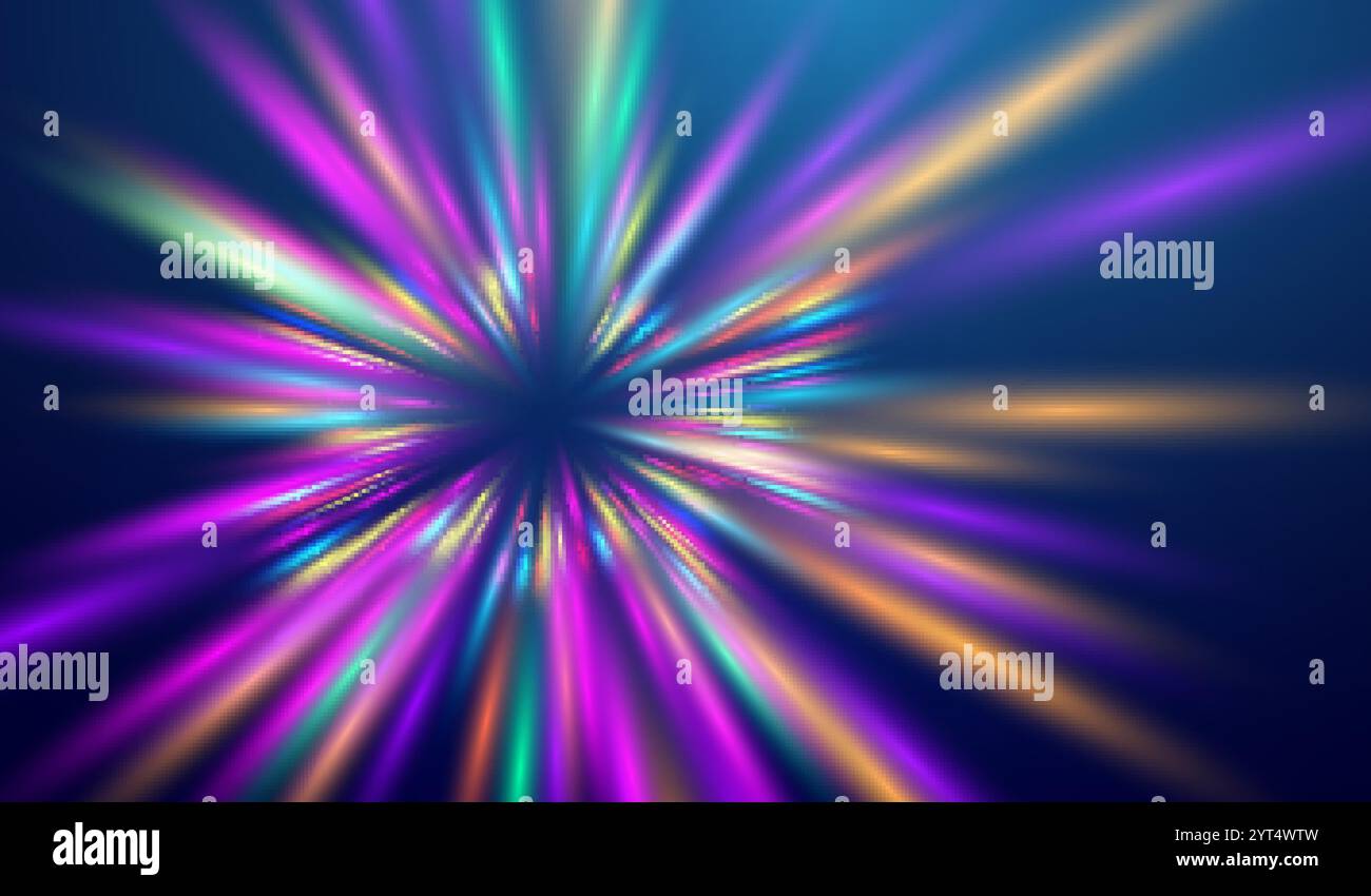 Futuristic burst of light rays with rainbow hues Stock Vector Image ...