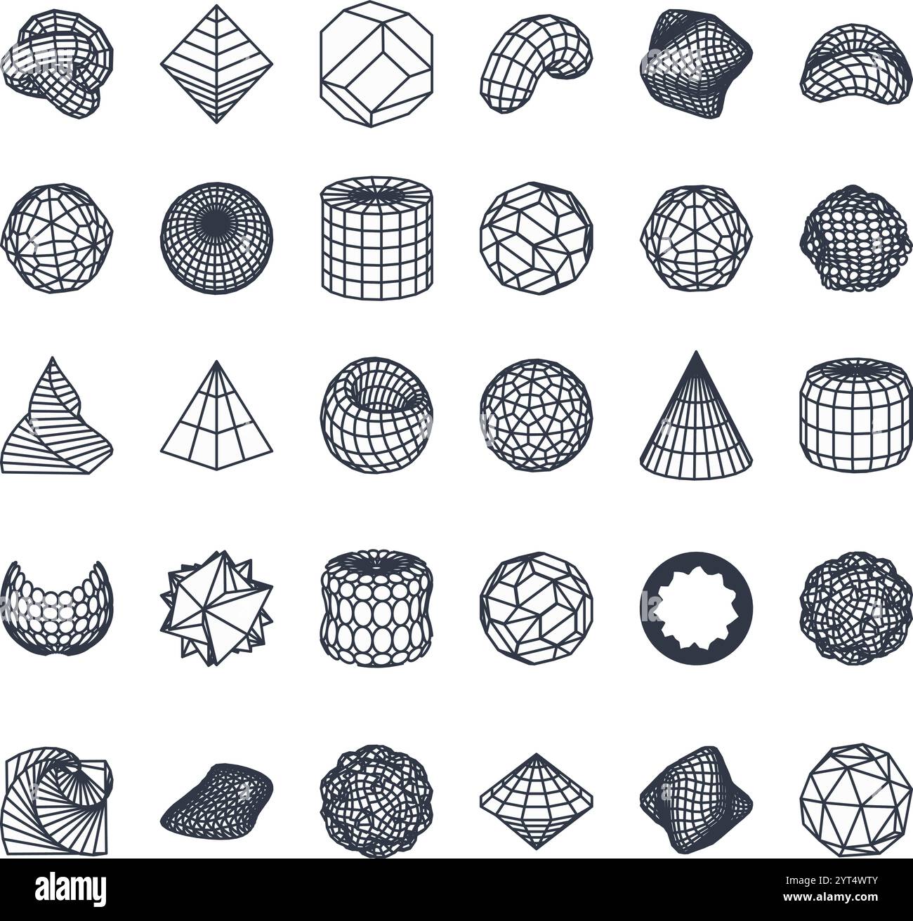 Collection of abstract geometric wireframe y2k shapes. Abstract ...