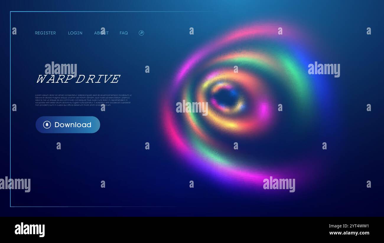 Warp tunnel speed of light technology background. Neon light futuristic ...