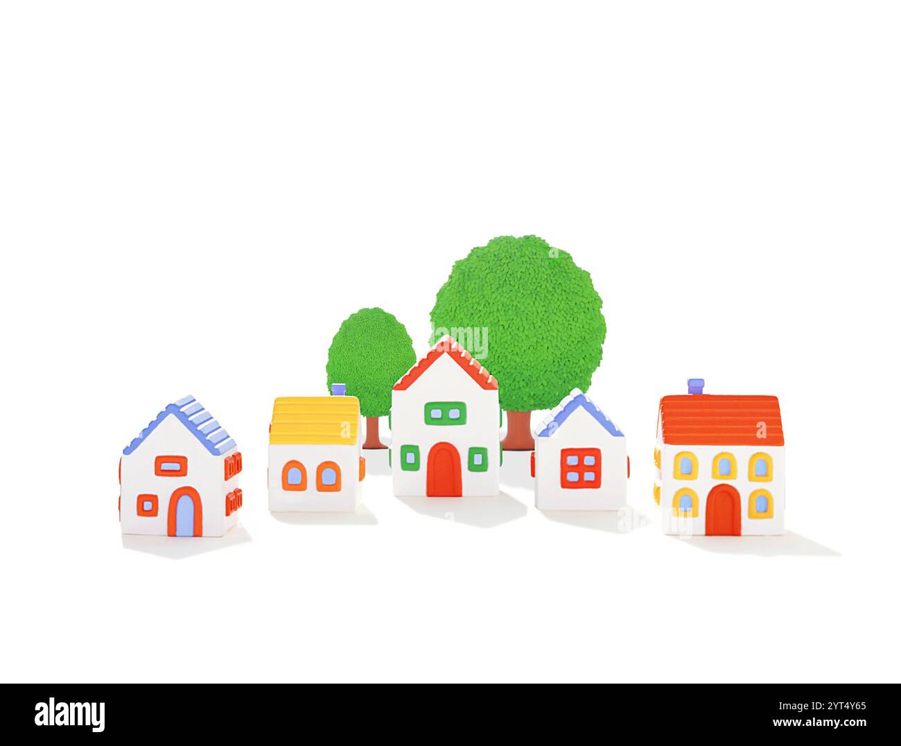 Five houses and trees Stock Photo - Alamy