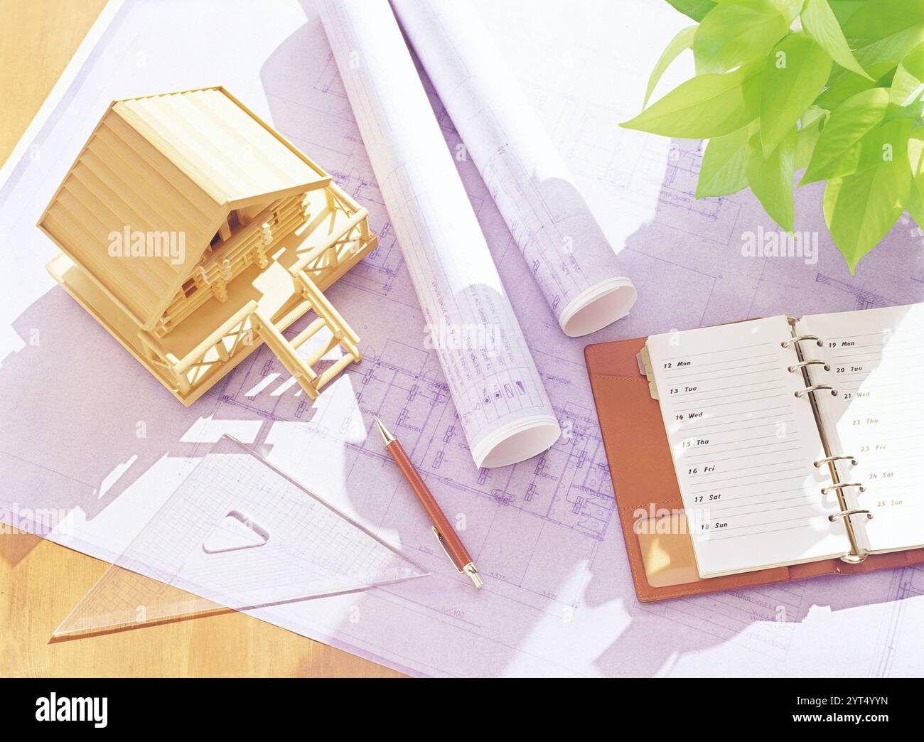 Blueprints and house models Stock Photo - Alamy