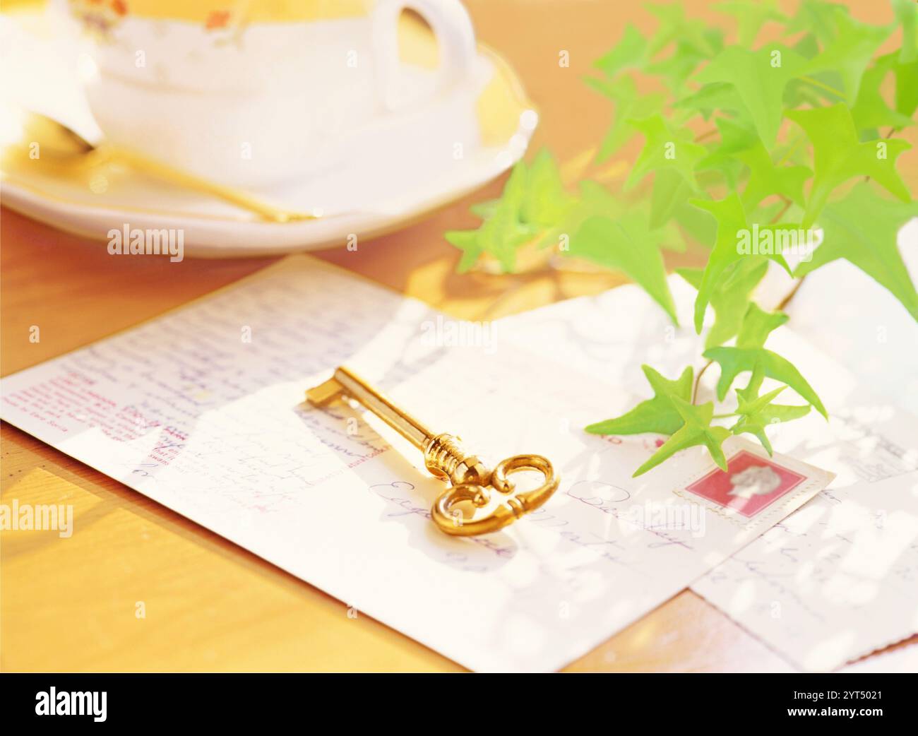 Keys, letters and cups Stock Photo - Alamy