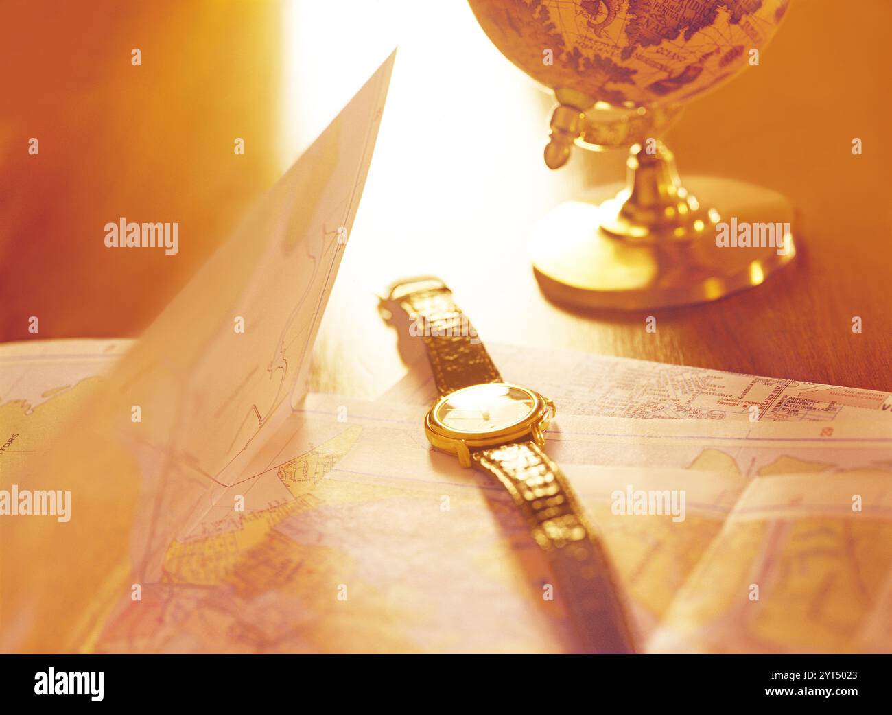 Map, clock and globe Stock Photo - Alamy