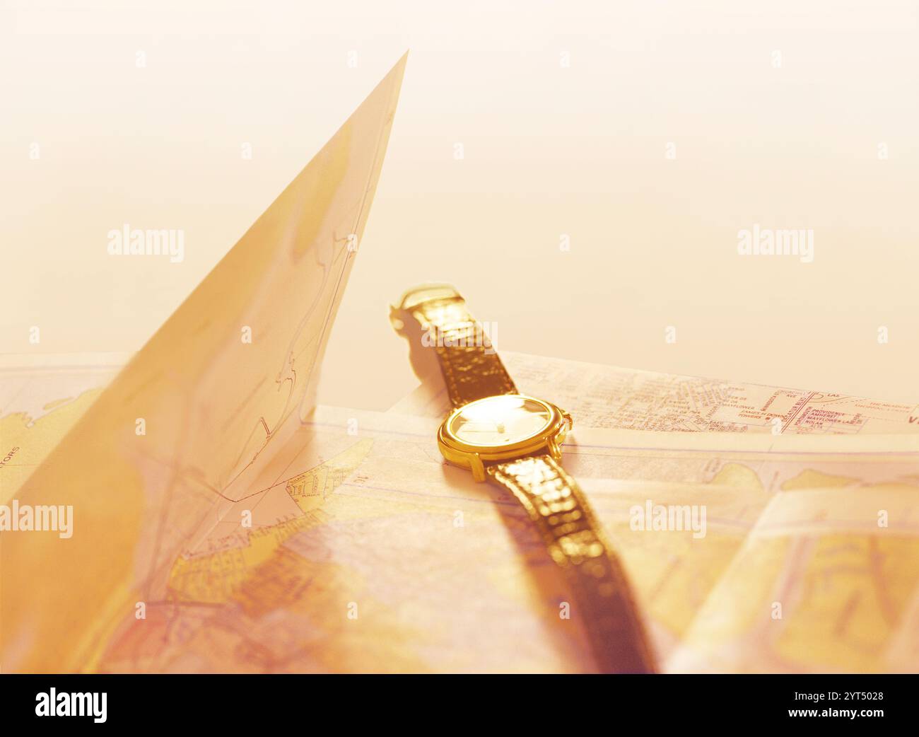 Map and wristwatch Stock Photo - Alamy