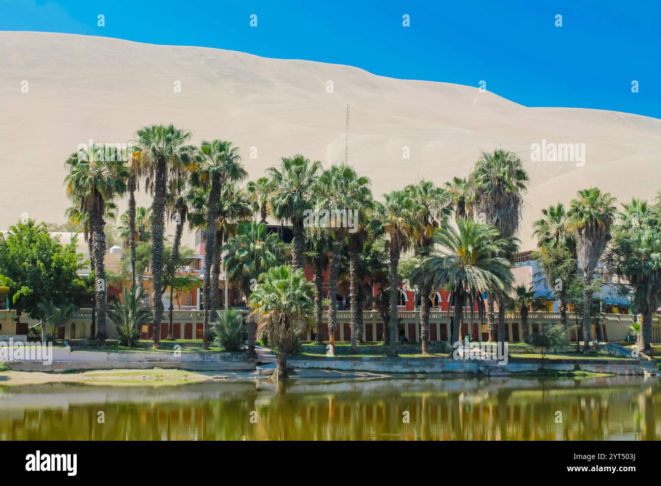 Oasis Huacachina in the desert of Peru. South America landscape sights ...