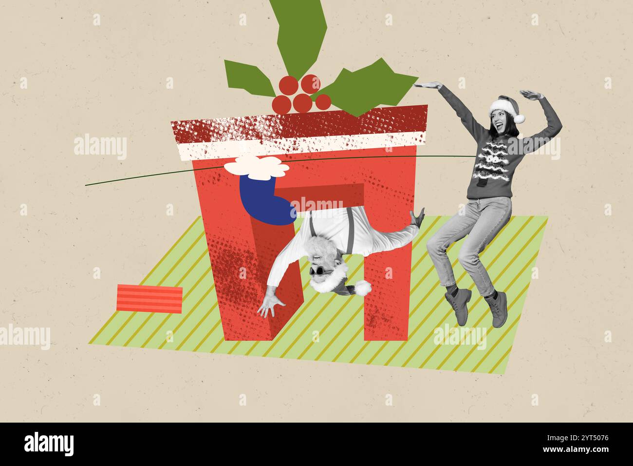 Sketch image trend artwork montage 3D photo collage of december xmas ...