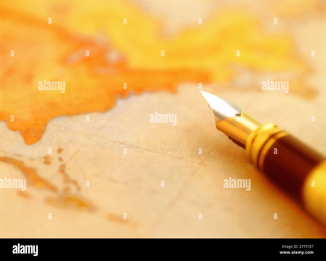 Fountain pen and map Stock Photo - Alamy