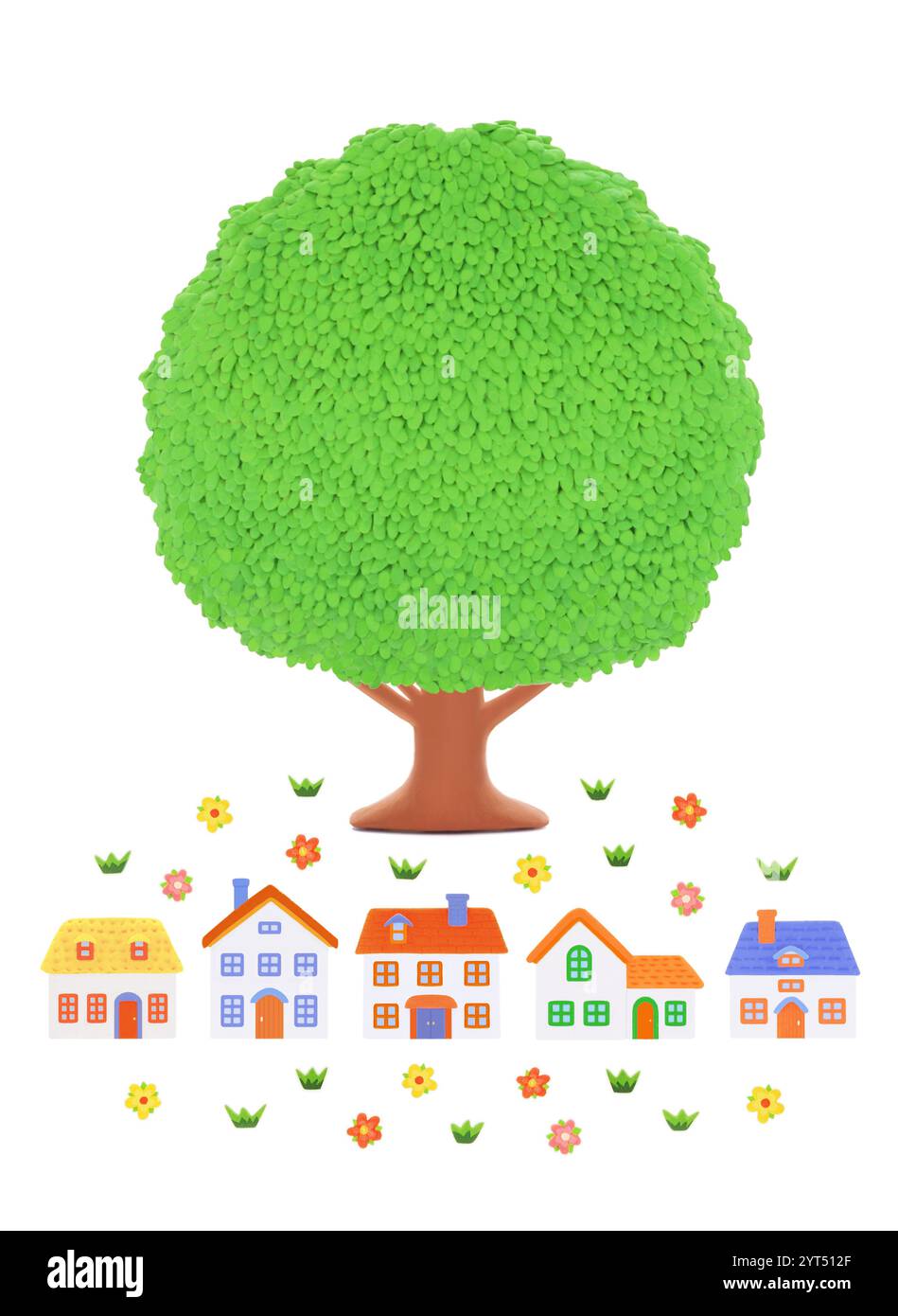 Great trees and houses Stock Photo - Alamy
