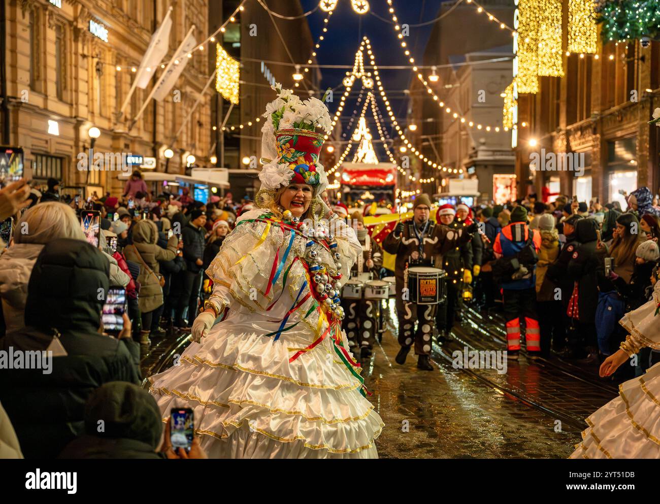Christmas opening ceremony of Helsinki on street Aleksanterinkatu Stock ...