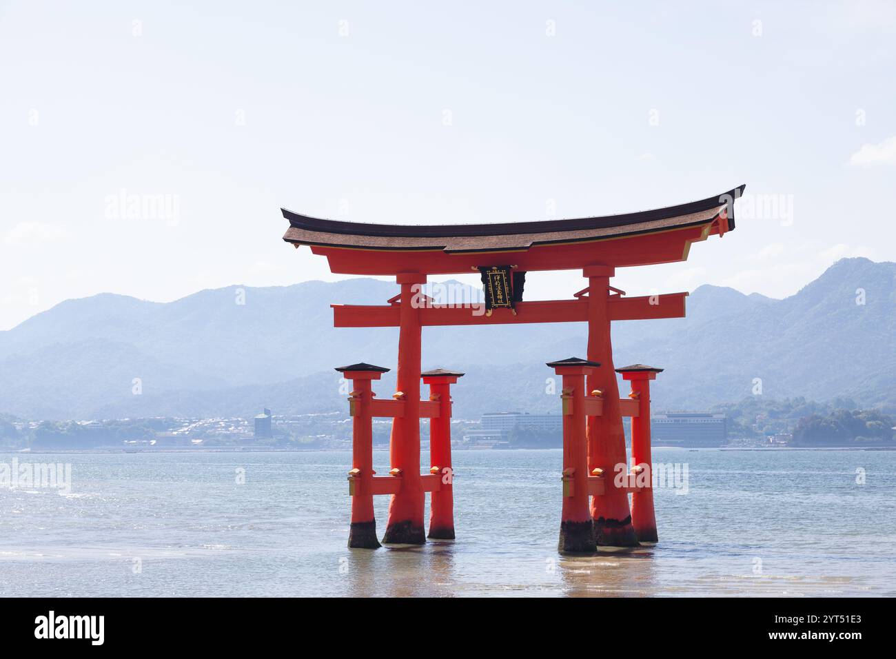 Torii in the water at itsukushima shrine Stock Photo - Alamy