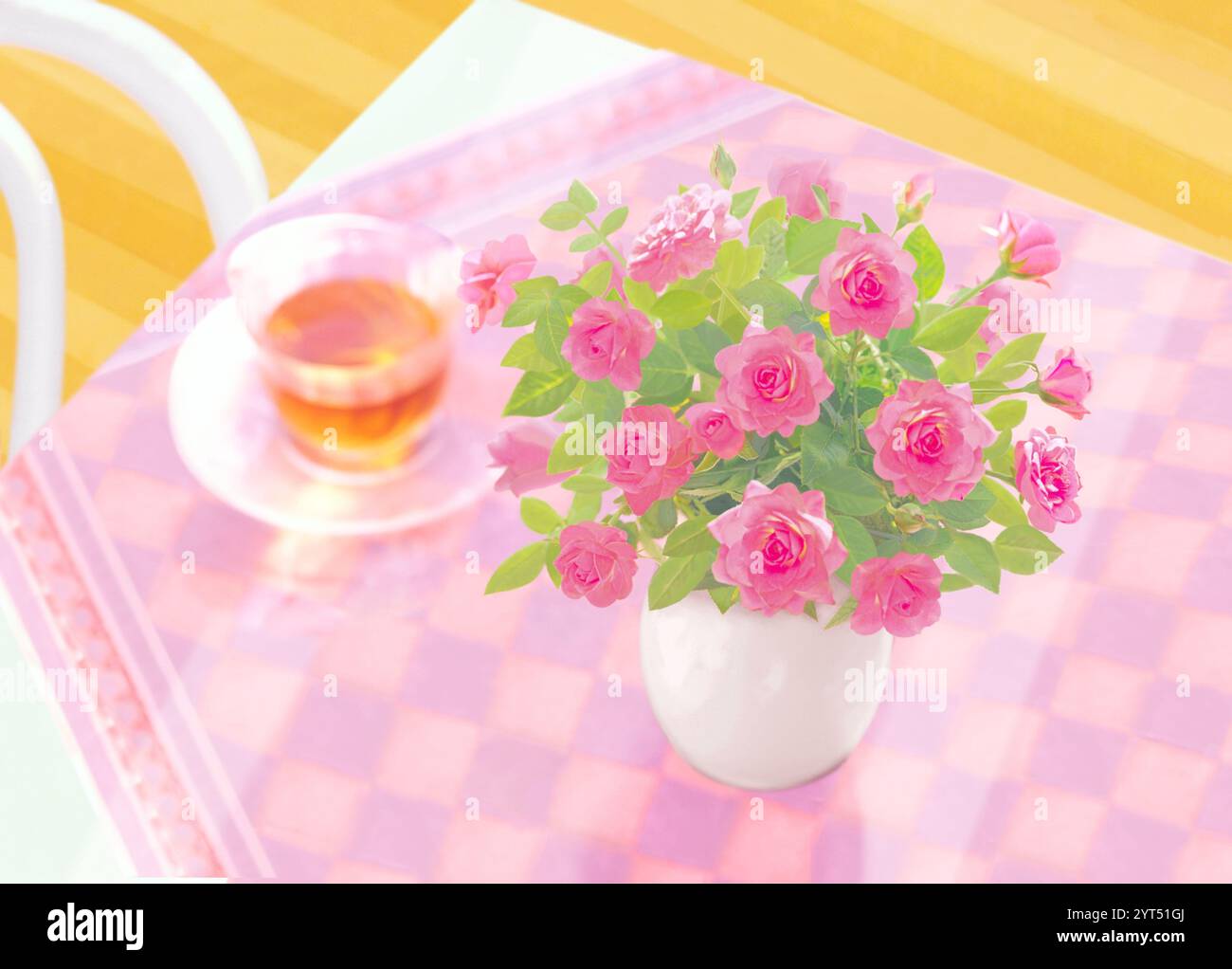 Cup tea red rose hi-res stock photography and images - Alamy