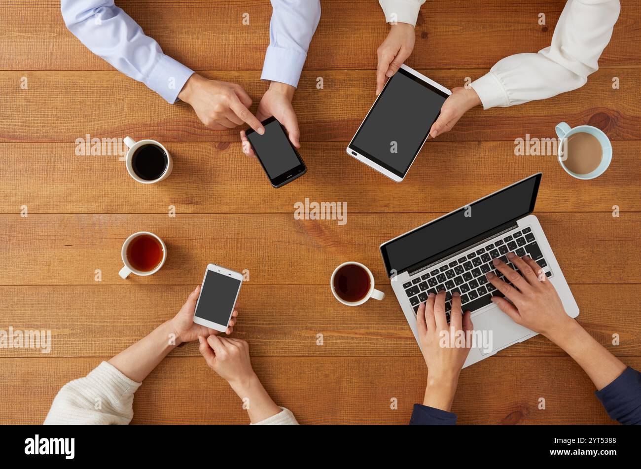 Meeting image from overhead view Stock Photo - Alamy
