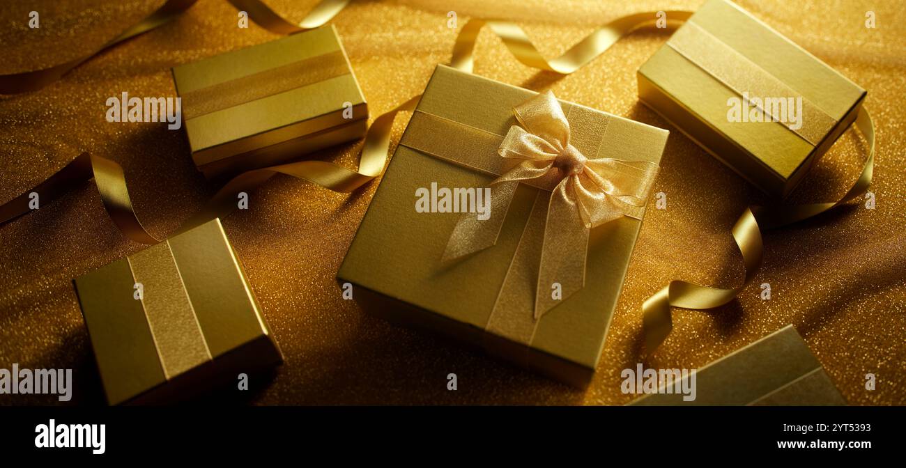 Glitter gold gift box hi-res stock photography and images - Alamy