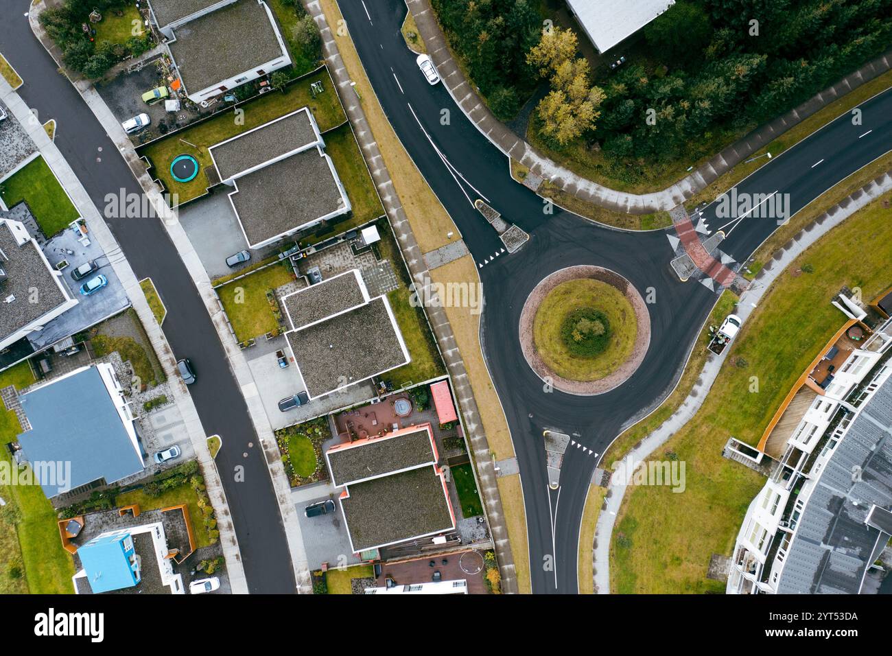 Modern road junction overview in Reykjavik Stock Photo - Alamy