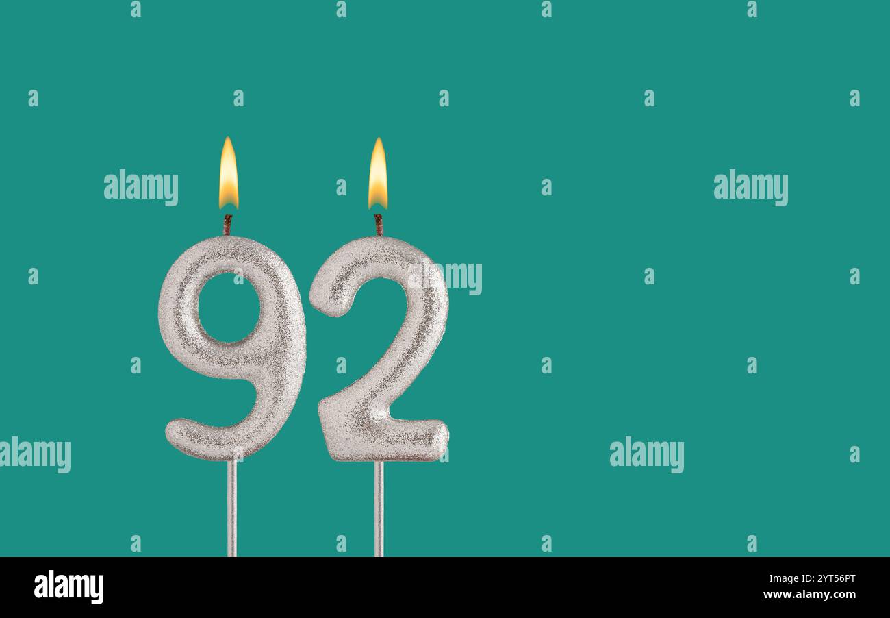 Birthday card on a green background - Candle in the shape of the number ...